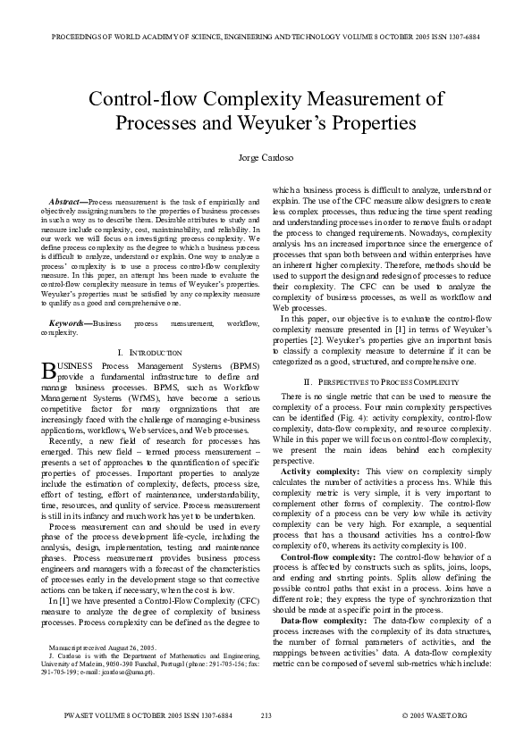 (PDF) Control Flow Complexity