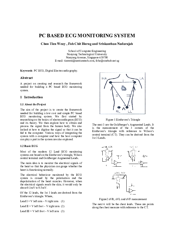 (PDF) PC BASED ECG MONITORING SYSTEM