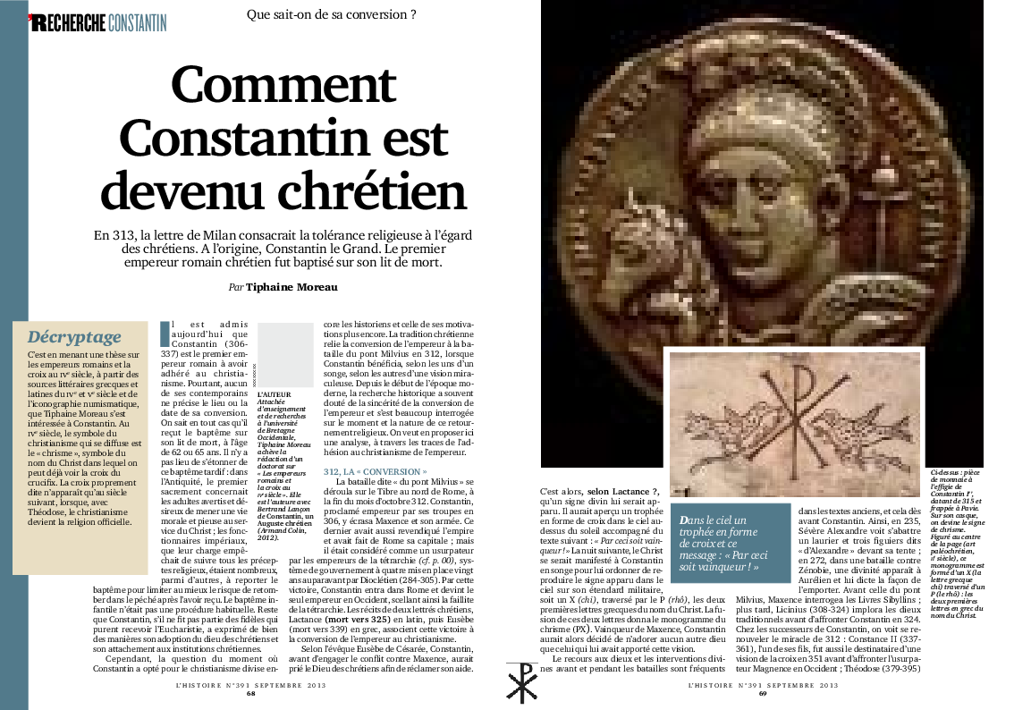 (PDF) Comment Constantin est devenu chrétien, L'Histoire, mensuel n°391 ...