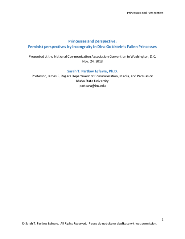 (PDF) Princesses and perspective: Feminist perspectives by incongruity ...