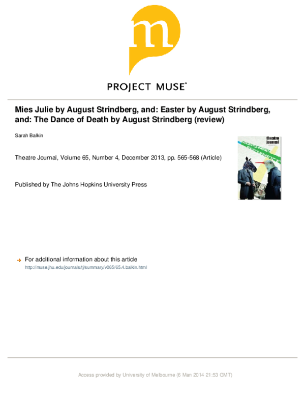 (PDF) Mies Julie by August Strindberg, and: Easter by August Strindberg ...