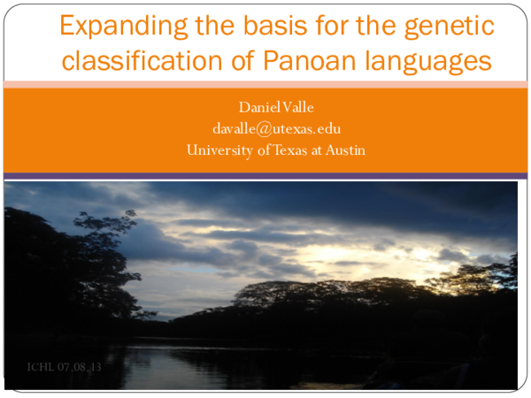 Expanding the basis for the genetic classification of Panoan languages