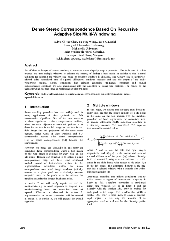 (PDF) Dense Stereo Correspondence Based On Recursive Adaptive Size Multi-Windowing