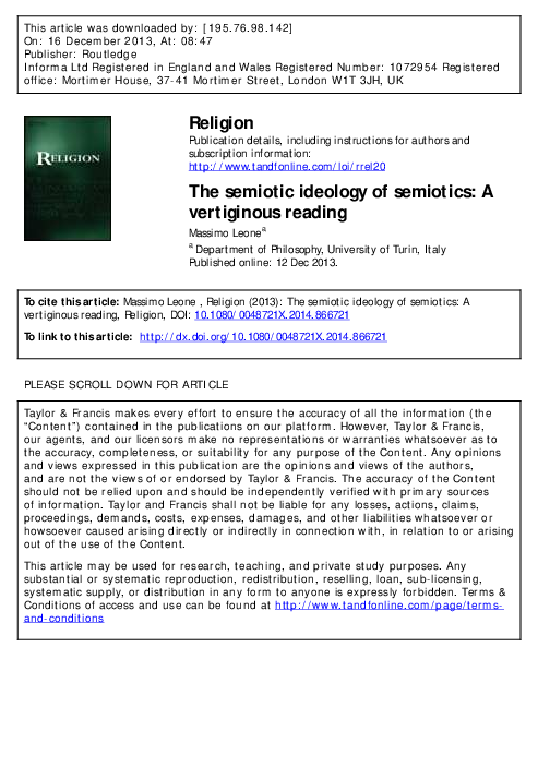 (PDF) 2013 - The Semiotic Ideology of Semiotics - A Vertiginous Reading