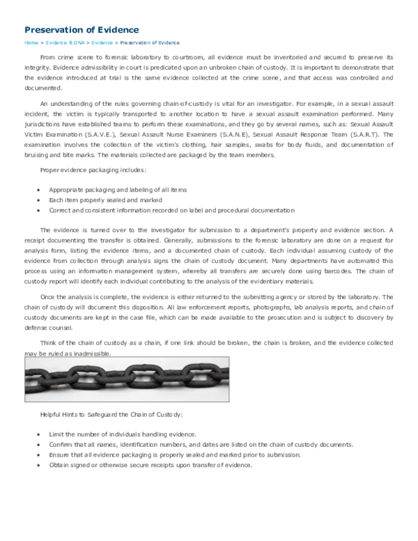 (DOC) Preservation of Evidence