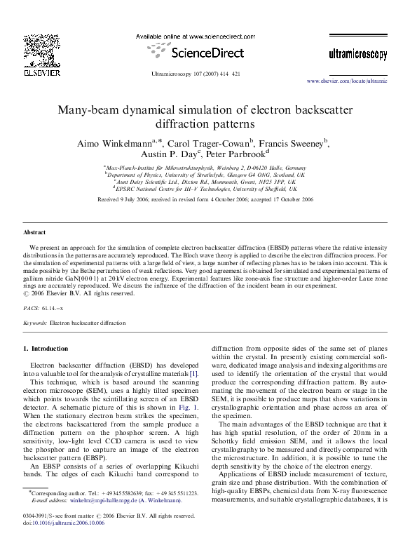 (PDF) Many-beam dynamical simulation of electron backscatter ...