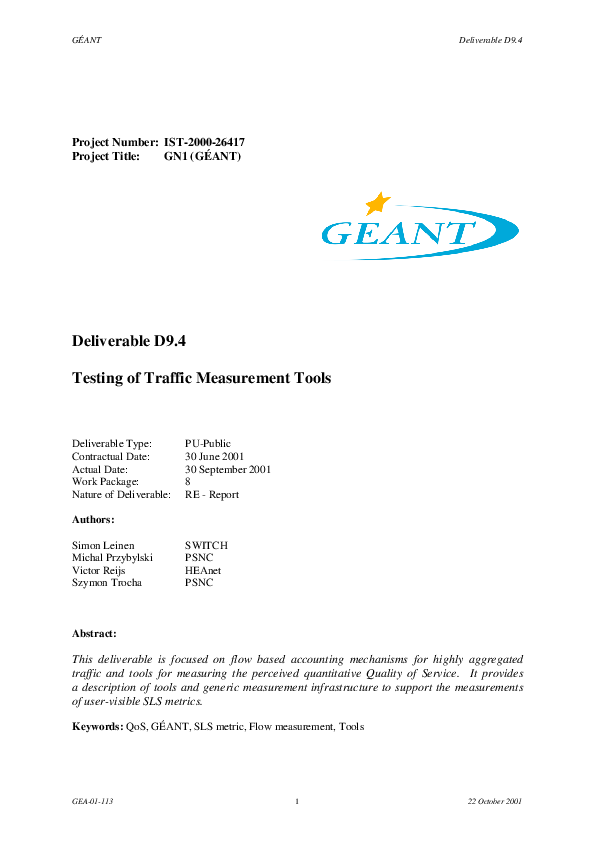 (PDF) Testing of traffic measurement tools