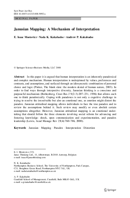(PDF) Janusian Mapping: A Mechanism of Interpretation