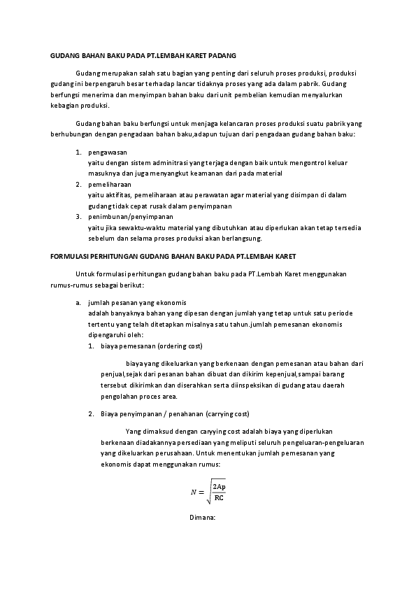 (DOC) GUDANG BAHAN BAKU PADA PT