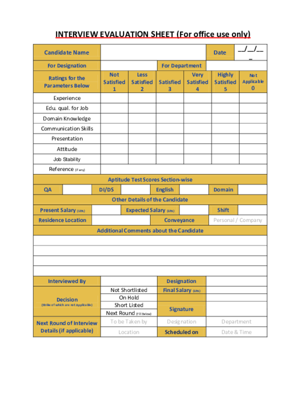 Free 23 Interview Assessment Forms In Pdf Ms Word Excel