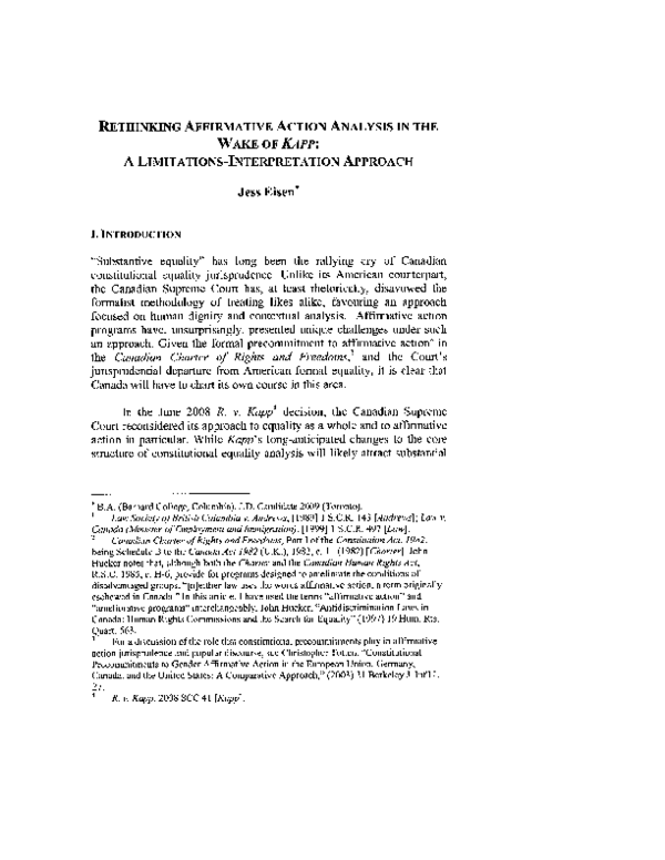 (PDF) "Rethinking Affirmative Action Analysis in the Wake of Kapp: A ...
