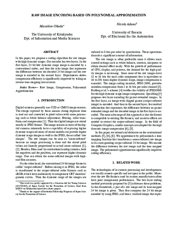 (PDF) Raw Image Encoding Based on Polynomial Approximation