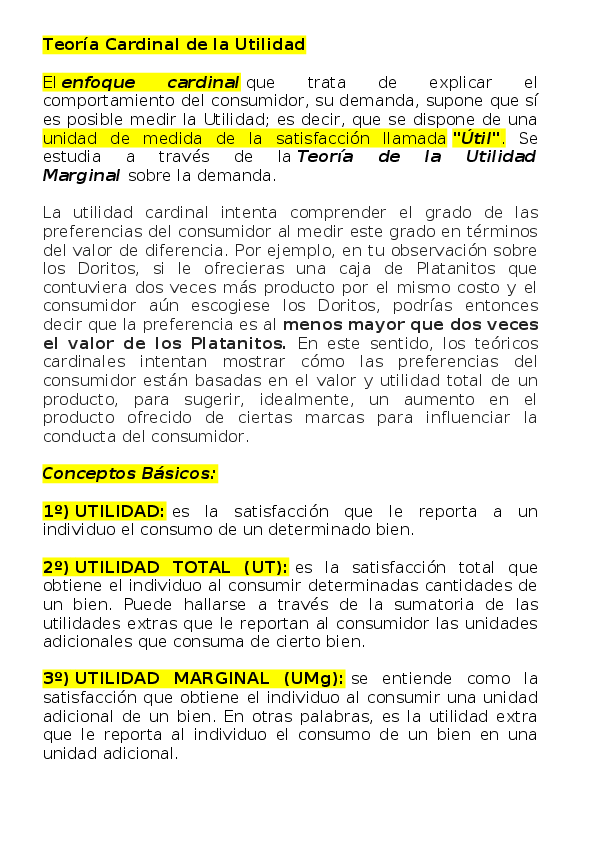 (DOC) Teoría Cardinal de la Utilidad