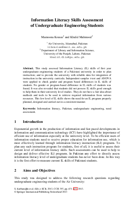 (PDF) Information literacy skills assessment of undergraduate ...