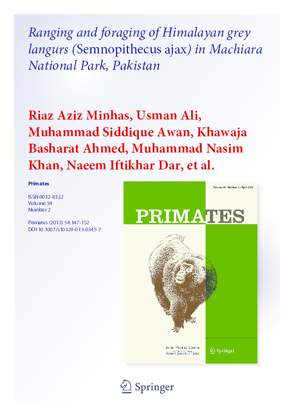 (PDF) Ranging and foraging of Himalayan grey langurs (Semnopithecus ...
