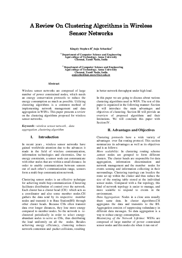 (DOC) A review on clustering algorithms in WSN