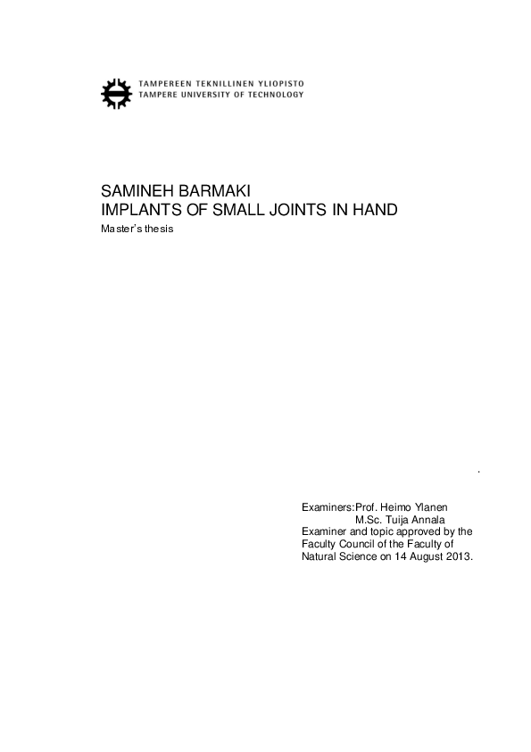 (PDF) Implants of small joints In Hand,Samineh,Barmaki