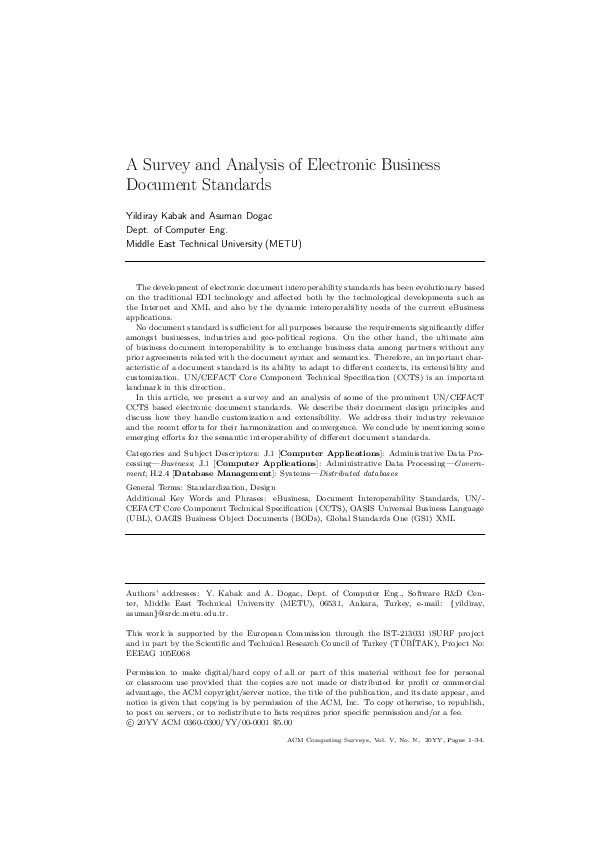 (PDF) A survey and analysis of electronic business document standards