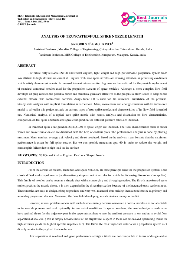 (PDF) ANALYSIS OF TRUNCATED/FULL SPIKE NOZZLE LENGTH