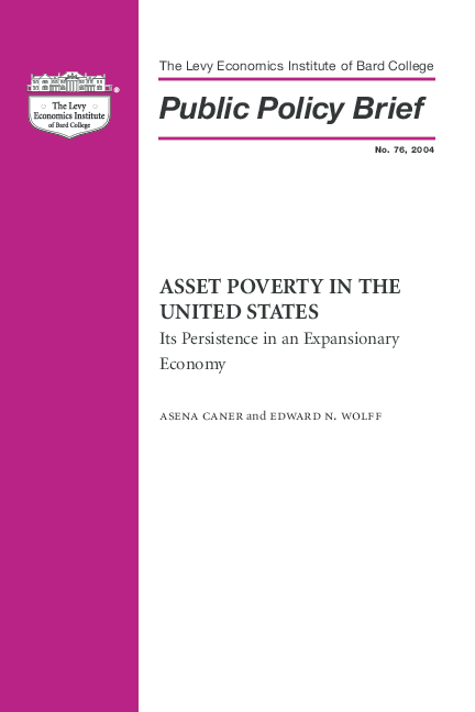 (PDF) Asset Poverty in The United States: Its Persistence in an ...