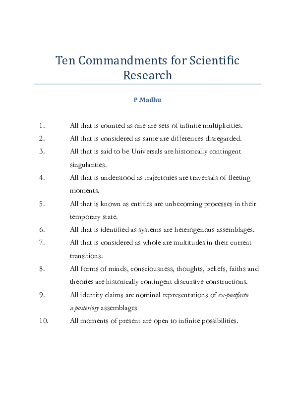 (PDF) Ten Commandments for Scientific Research