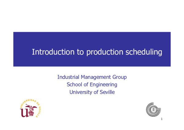(PDF) Introduction to production scheduling
