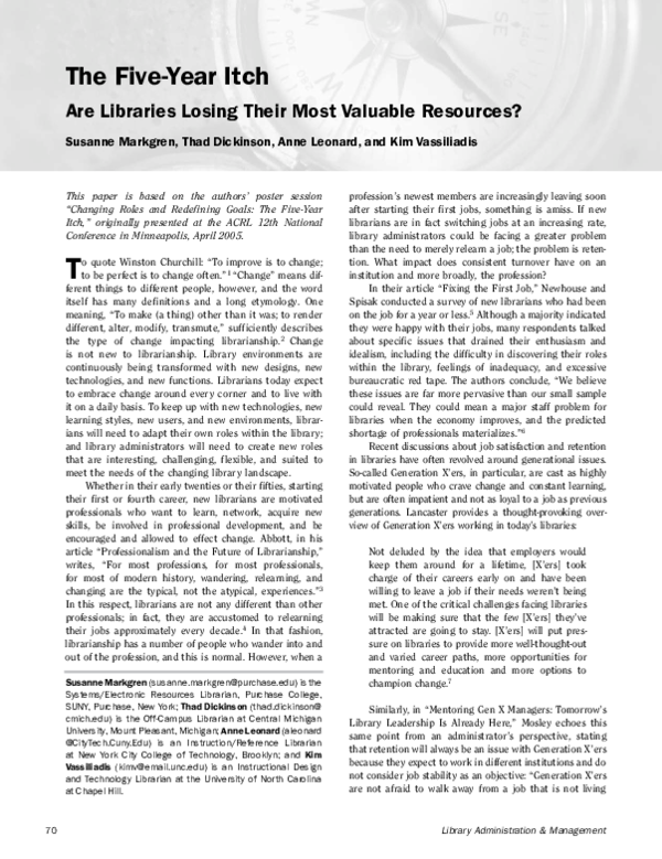 (PDF) The Five-Year Itch: Are Libraries Losing Their Most Valuable ...