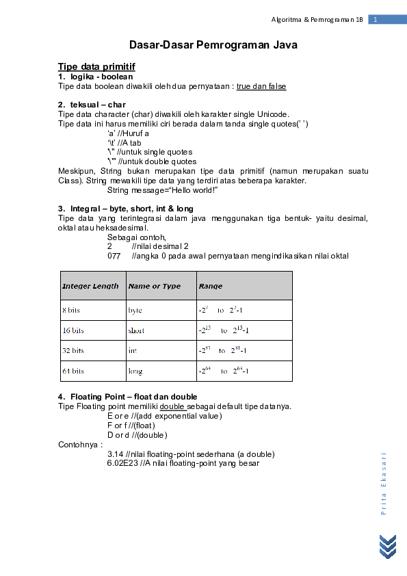 (PDF) Dasar pemrograman Java