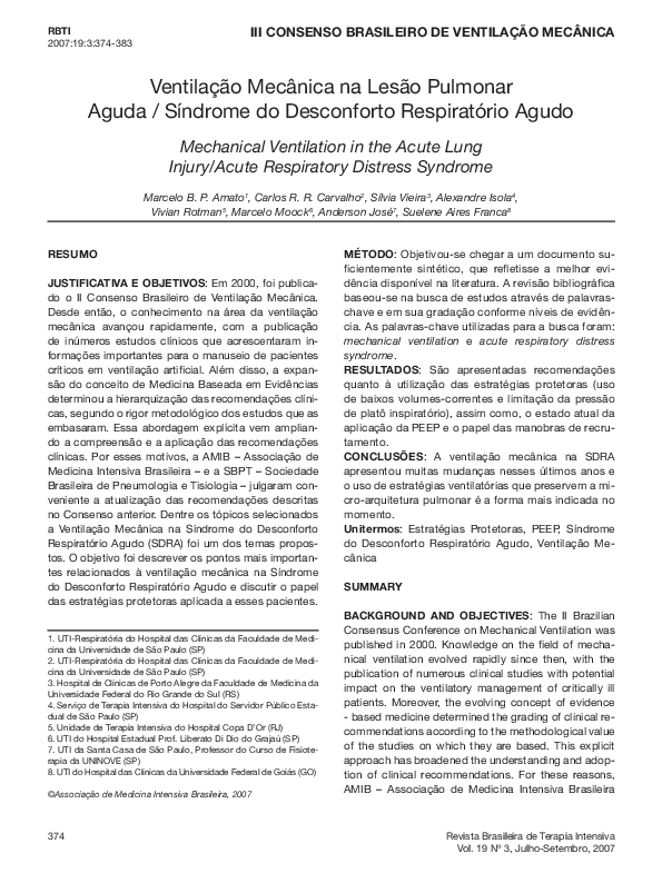 (PDF) Ventilação Mecânica na Lesão Pulmonar Aguda / Síndrome do ...