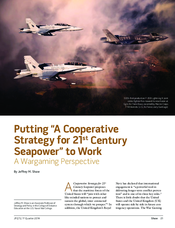 (PDF) Putting "A Cooperative Strategy for 21st Century Seapower" to ...