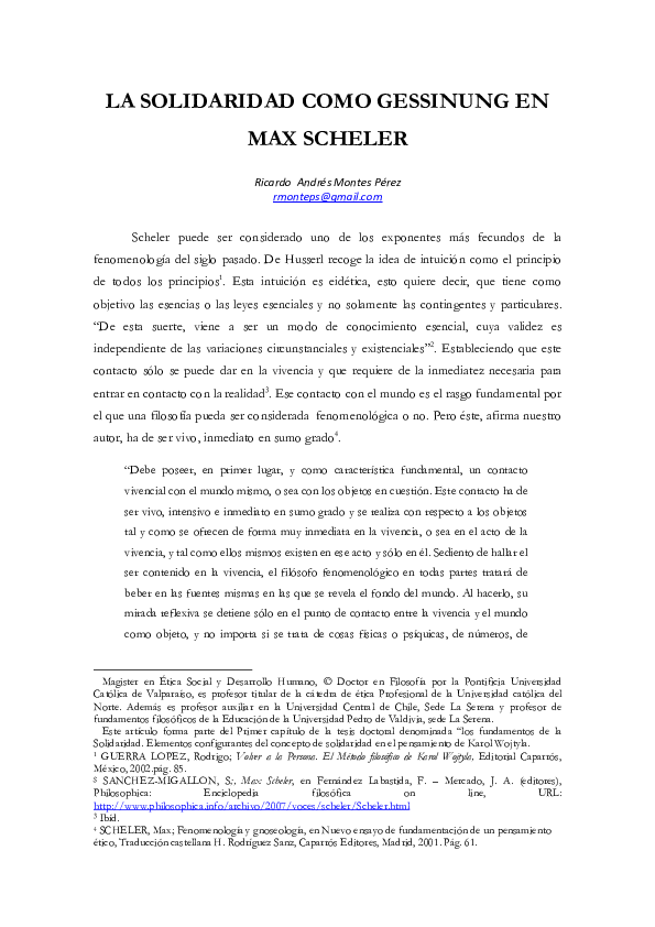 (PDF) La Solidaridad como Gessinung en Max Scheler