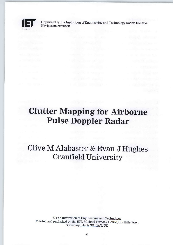 (PDF) Clutter maping for airborne pulsed doppler radar