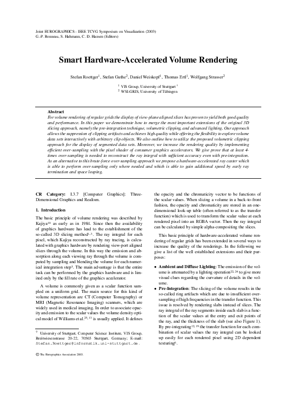 (PDF) Smart Hardware-Accelerated Volume Rendering