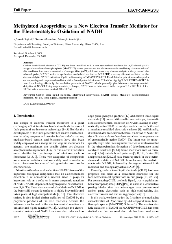 Methylated Azopyridine as a New Electron Transfer Mediator for the ...