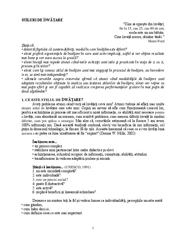 (DOC) 0 stiluri de invatare