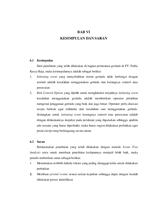 (DOC) IDENTIFIKASI RISIKO DENGAN METODE EVENT TREE ANALYSIS PADA PROSES ...