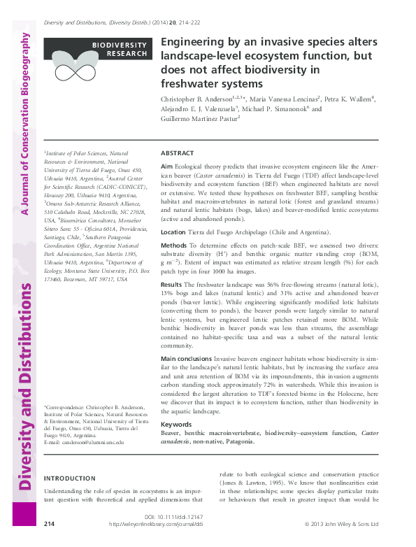 (PDF) Engineering by an invasive species alters landscape-level ...