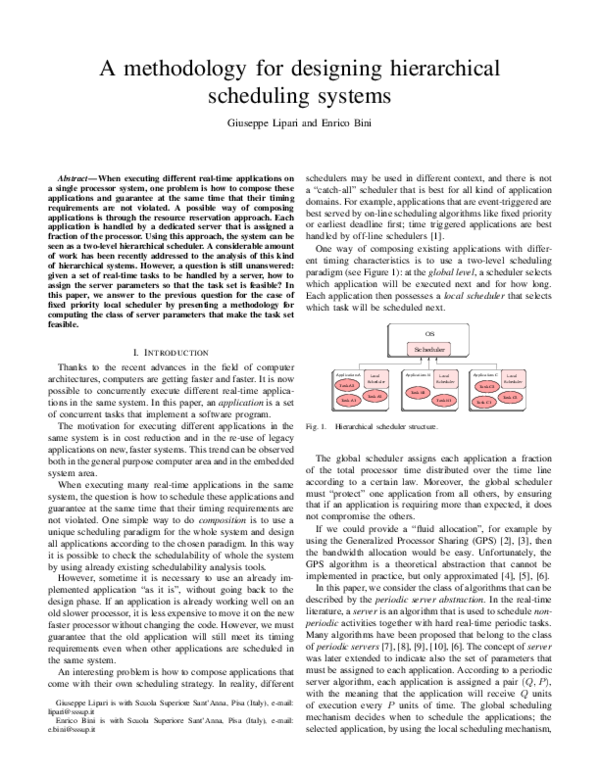 Pdf A Methodology For Designing Hierarchical Scheduling Systems