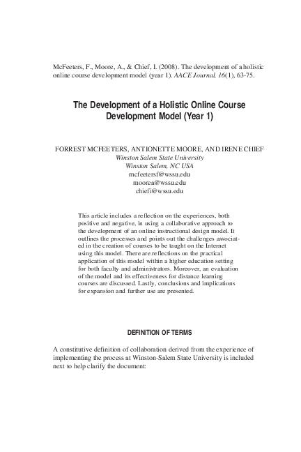 (PDF) The Development of a Holistic Online Course Development Model (Year 1