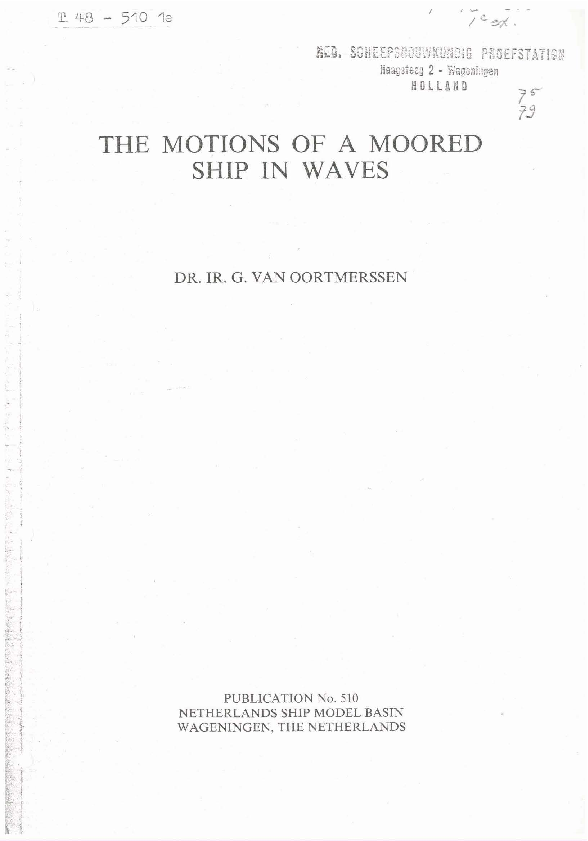 Pdf Phd Thesis The Motions Of A Moored Ship In Waves 1976