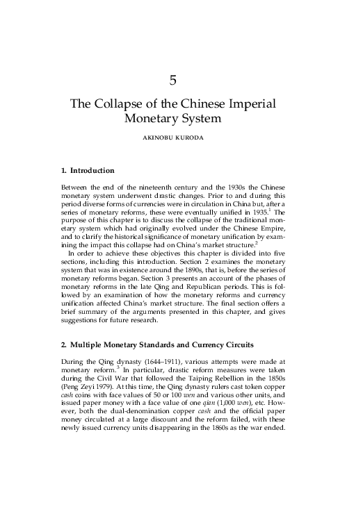 (PDF) The Collapse of the Chinese Imperial Monetary System