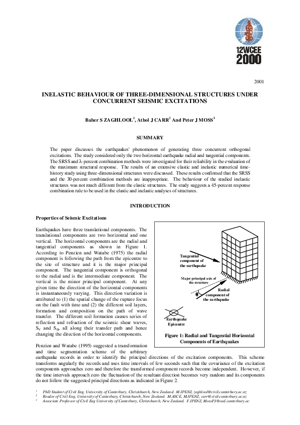 (PDF) Inelastic behaviour of three-dimensional structures under concurrent seismic excitations ...