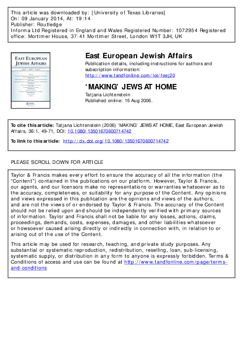 (PDF) Making Jews at Home: Zionism and the Construction of Jewish ...