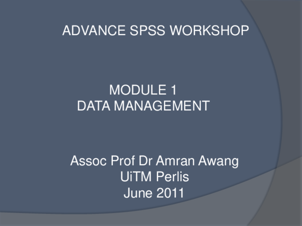 (PPT) MODULE 1 : ADVANCE DATA MANAGEMENT AND ANALYSIS