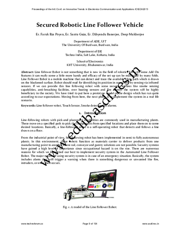 (PDF) Secured Robotic Line Follower Vehicle