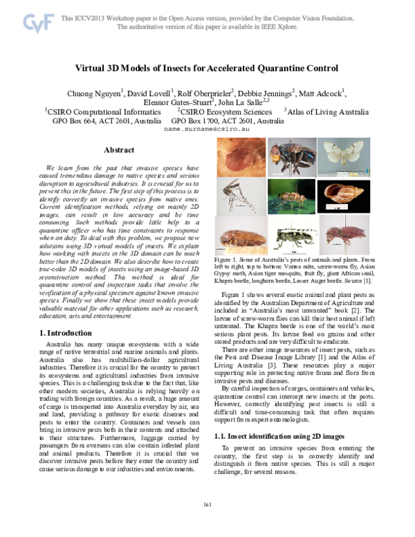 (PDF) Virtual 3D Models of Insects for Accelerated Quarantine Control
