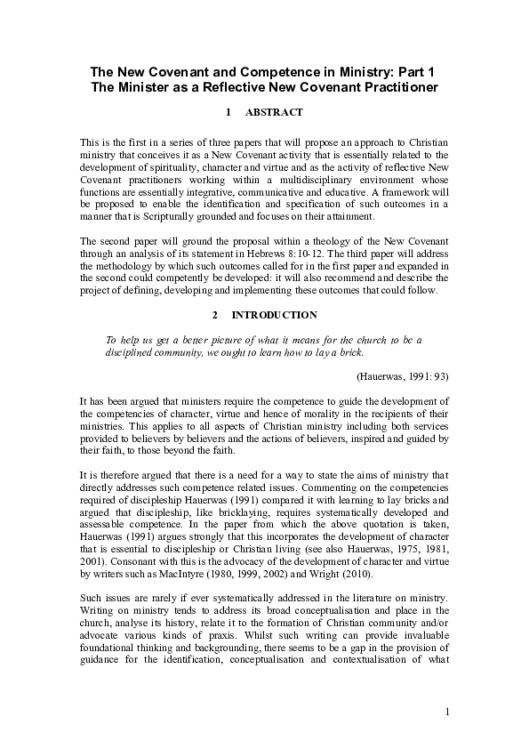 (DOC) Ministry and Covenant Part 1 Introduction