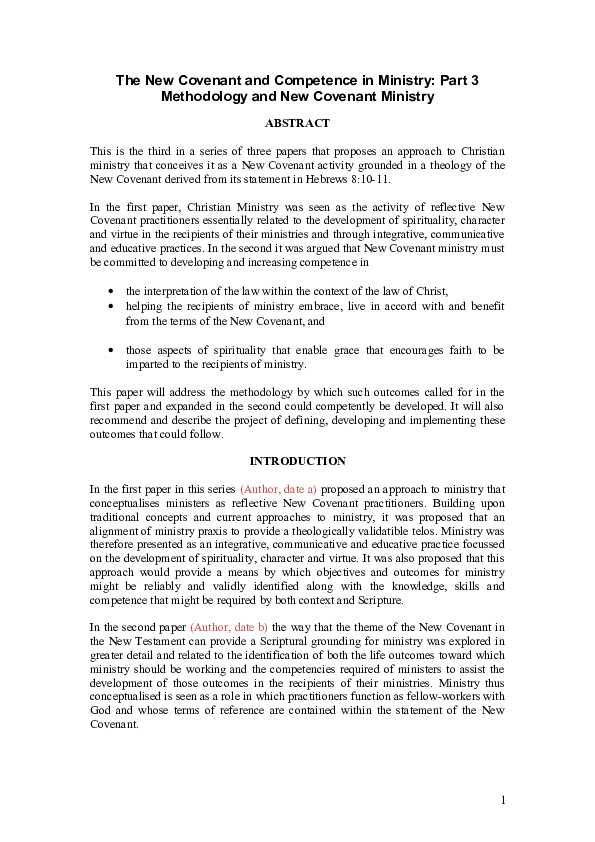 (DOC) Ministry and Covenant Part 3 Competence