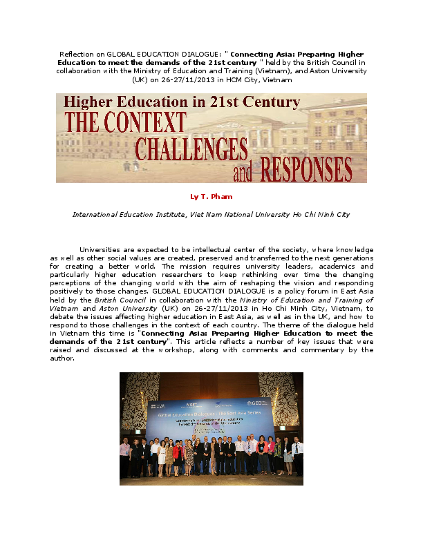 (PDF) Reflection on Global Education Dialogue