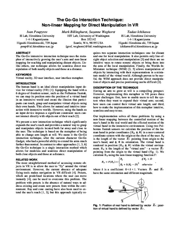 (PDF) The go-go interaction technique: non-linear mapping for direct ...